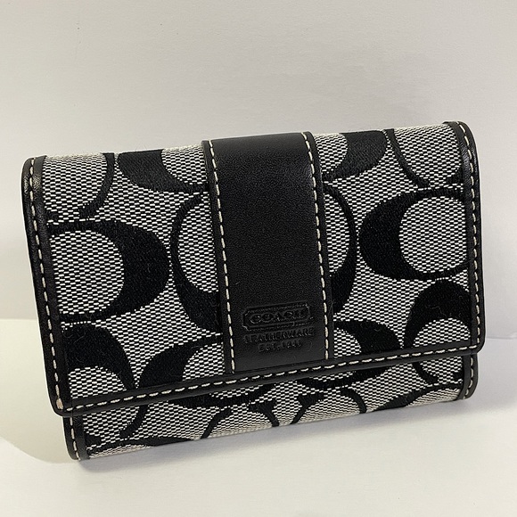 Coach | Bags | Coach Signature Mini Snap Wallet Black Nwt | Poshmark